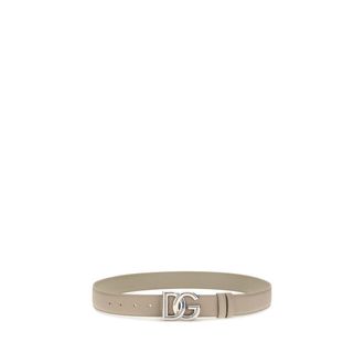 Dolce & Gabbana Mens Gray Calf Leather Bos Taurus Regular Belt