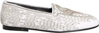 Dolce & Gabbana Homme, Chaussures, Blanc, Taille: 41 EU Mocassins habill&eacute;s en satin ornement&eacute;s