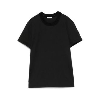 Moncler Femme, Tops, Noir, Taille: 36 FR T-shirt en coton noir avec détail crochet