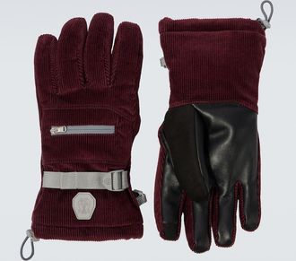 Brunello Cucinelli Skihandschuhe aus Baumwoll-Cord mit Leder