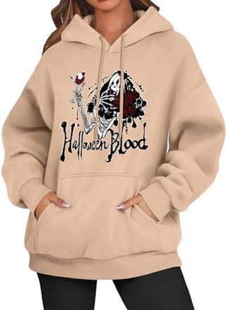 Generic Sweat &agrave; capuche gothique pour femme - Vampire gothique, Halloween, pull &agrave; capuche dautomne tendance effrayant - pour les vacances, kaki, XXL