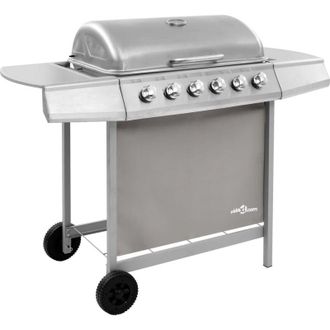 vidaXL Vidaxl - Barbecue gril &agrave; gaz avec 6 br&ucirc;leurs Argent&eacute;