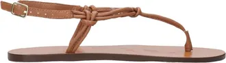 Maneb&igrave; Femme, Chaussures, Beige, Taille: 38 EU Leather Knot Thong Sandales