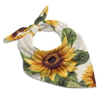 Generic Écharpe carrée en papier tournesol en soie légère vintage pour cheveux respirant Cadeau pour homme et femme, multicolore, 46x46cm