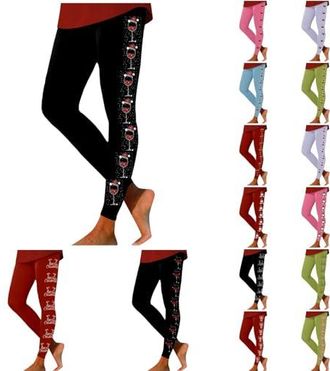 Generic Legging de No&euml;l pour femme, legging de compression taille haute, entra&icirc;nement de No&euml;l, pantalon de yoga pour femme daffaires, Noir, XXL