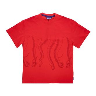 Octopus Tentakel-Logo Rotes T-Shirt Herren - - Tops - Herren - Rot - XL