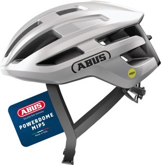 ABUS Rennradhelm PowerDome MIPS - Leichter Fahrradhelm mit cleverem Bel&uuml;ftungssystem und Aufprallschutz - Made in Italy - f&uuml;r Damen und Herren - Silber, Gr