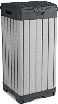 Keter Rockford Küchenabfalleimer aus Kunstharz, mit Deckel und Abtropfschale für einfache Reinigung, perfekt für Mahlzeiten auf der Terrasse, Grau