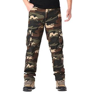 Generic Pantalon de travail cargo pour homme, pantalon de randonn&eacute;e camouflage avec poches, pantalon d&eacute;contract&eacute; en coton droit &agrave; taille &eacute;lastique pour homme,