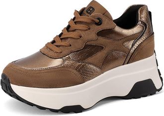 Queen Helena Sneakers Platform Hohe Turnschuhe f&uuml;r Damen X33-24, braun, 37 EU