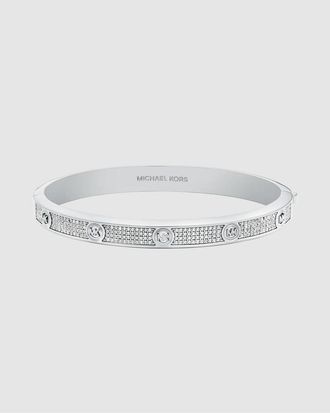 Michael Kors bracelet jonc logo pav&eacute; argent&eacute;