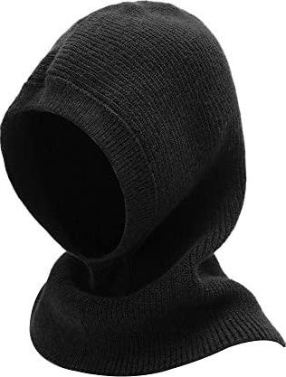 ZLYC Bonnet dhiver tricoté coupe-vent à capuche pour femme, noir uni, taille unique