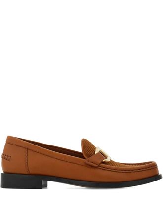 Ferragamo mocassins &agrave; plaque Gancini - Marron