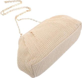 IFUNDOM Pochette de Soir&eacute;e Tiss&eacute;e pour Femme Paquet &agrave; Main Nuage Blanc Cr&egrave;me avec Cha&icirc;ne Amovible Paquet Tricot&eacute; Compact et &Eacute;l&eacute;gant Mariage &Eacute;v&eacute;nement Formel e