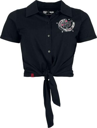 Rock Rebel by EMP Damen Schwarze Kurze Bluse mit Print XXL