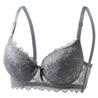 Generic Soutien-gorge pour femme avec patchwork en dentelle, soutien-gorge traditionnel &agrave; armatures avec bonnets fins, bralette r&eacute;glable et sexy, gris, 38