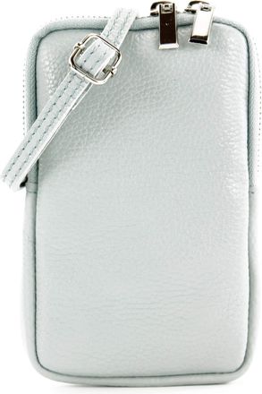 modamoda.de T197 Damen Leder Handytasche 6,7 Zoll Umh&auml;ngetasche handmade in Italy, Farbe:Eisblau