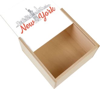 Fabulous Box aus Holz - New York Minimalist Amerika Reise USA (11 x 11 x 3,5 cm)
