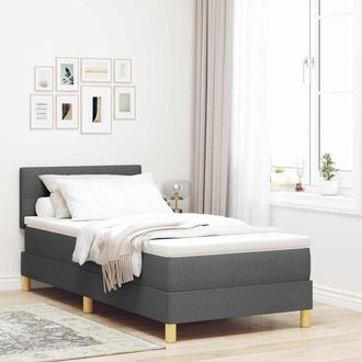 vidaXL Boxspringbett mit Matratze Dunkelgrau 100 x 200 cm Stoff Vidaxl