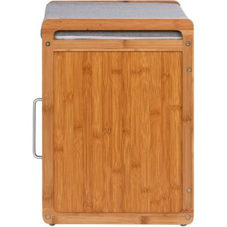 WENKO Banc dentr&eacute;e et Meuble &agrave; Chaussures Bois Bahari Rangement Chaussure 2 &eacute;tag&egrave;res 4 Paires de Chaussures,assise rembour&eacute;e, Bambou Polyester
