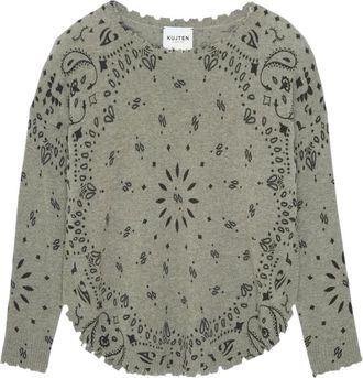 Kujten Kujten, Femme, Pulls, Vert, Taille: 40 FR Pull Imprim&eacute; &agrave; Col Rond