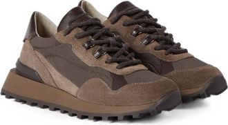 Brunello Cucinelli Monili Suede Lace-Up Sneaker - Brown