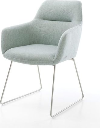 DELIFE Esszimmerstuhl Pejo-Flex Stripes Mint Kufengestell Edelstahl Taschenfederkern, Esszimmerstühle