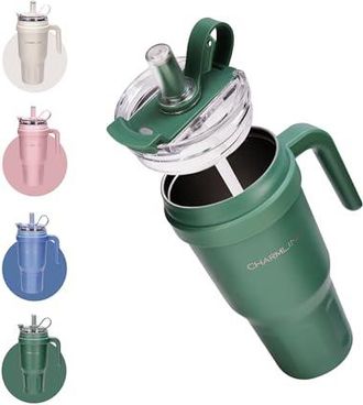 Charmline Gourde 1,2L avec Paille et Couvercle, Grande Capacit&eacute;, pour Boissons Chaudes ou Froides, Id&eacute;ale au Quotidien &agrave; la Maison, au Bureau ou &agrave; la Salle de S