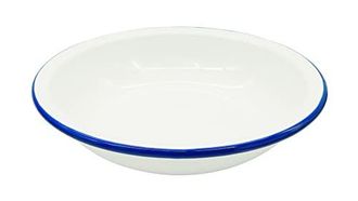 Zenker Enamel Round Pie Dish, Vintage Design, Suitable for Oven & Stove, Diswasher Safe, Oven Tray, Pie Tin, Dimensions: 25x25x5cm Colour: White, Blue