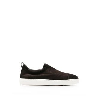Santoni Victory Suede Slip-on Sneakers