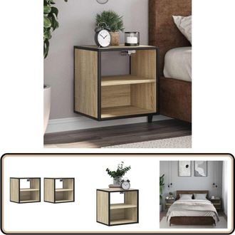 vidaXL Wand-Nachttische 2 Stk. Sonoma-Eiche 40x31x39,5 cm - Vidaxl