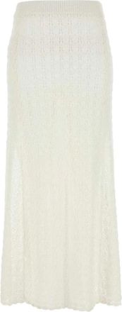 Ganni Femme, Jupes, Blanc, Taille: 40 FR Shiny Pointelle Knit Skirt