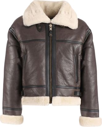 Schott NYC Lederjacke mit Shearling-Kragen - Braun