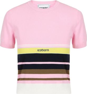 Iceberg Femme, Pulls, Multicolore, Taille: 36 FR T-shirt &agrave; col rond &agrave; motifs