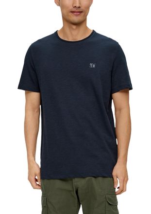 s.Oliver T-Shirt mit Flammgarn-Struktur und Logo-Print