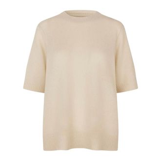 Masai Haut en maille &agrave; manches courtes et col rond - Femme - Pulls - Beige - Taille: 38 FR