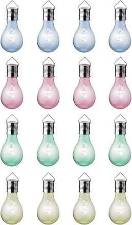Decoris Solar Gartenleuchten 8x14cm 16er Set LED Gl&uuml;hbirne Solarleuchten Balkon Au&szlig;en Solarlampen H&auml;ngend