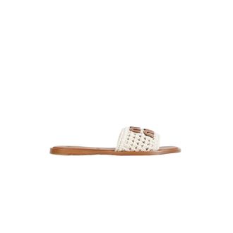 Miu Miu Crochet And Leather Slides