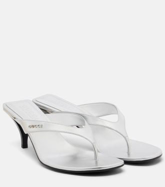 Gucci Sandales Vittoria en cuir m&eacute;tallis&eacute;