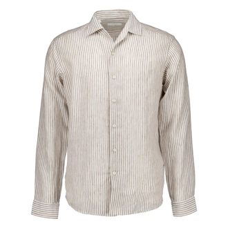 Eton Gestreiftes Leinenhemd - - Shirts - Herren - Beige - 2XL