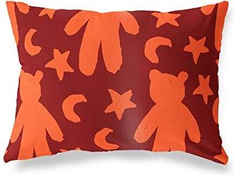 Bonamaison Le Jardin du Lin Kissen Zierkissenbezug Orange-Bordeaux Kissenbezug, Weich Bequem, Für Zuhause Autos Büro Sofa Wohnzimmer Couch Schlafzimmer Dekor, 35