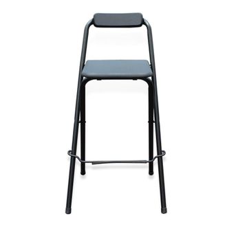 Generic Klappbarer Frühstücksbarhocker mit Rückenlehne und Fußstütze, Metallrahmen, Tragbarer Hochstuhl für Küche, Café und Garten(Black,65cm/26in)