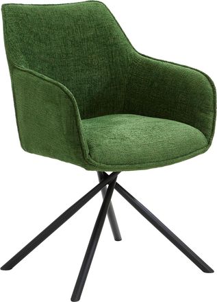 Novel Armlehnstuhl, Gr&uuml;n, Textil, Rundrohr, Drehkreuz, 63x88x62 cm, inklusive Armlehnen, Sitzfl&auml;che 180&deg; drehbar, automatische R&uuml;ckholfunktion, Esszimmer, S