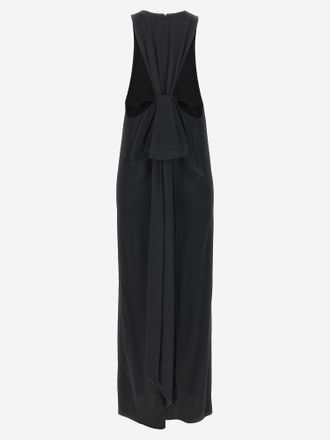 Saint Laurent Womens Viscose Blend Long Dress Black Acetate