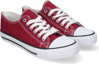 Shoes & Blues Chaussures plates pour femme, confortables, avec matériau en toile, style bambou décontracté et fermeture à lacets, Bordeaux, 38 EU