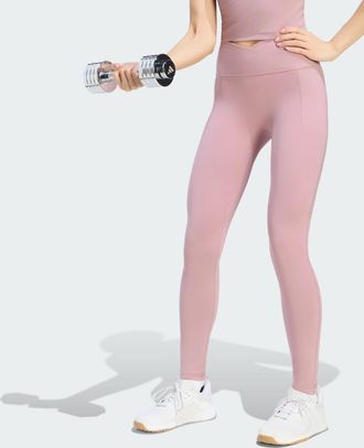 adidas 3 stripes studio all me x-over leggings mit Stautasche in magic mauve-Lila
