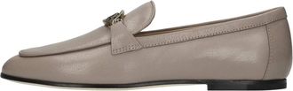 Tod's Femme, Chaussures, Gris, Taille: 36 EU Logo Plaque Leather Mocassins