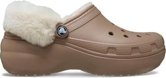 Crocs Classic Platform Fuzz Lined Clog 36-37 EU Latte
