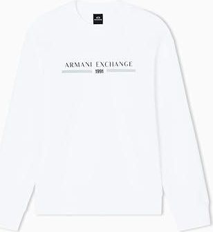 A|X Armani Exchange Long Sleeve Big Front Logo Relaxed Fit Maillot de surv&ecirc;tement, Blanc cass&eacute;, L Homme