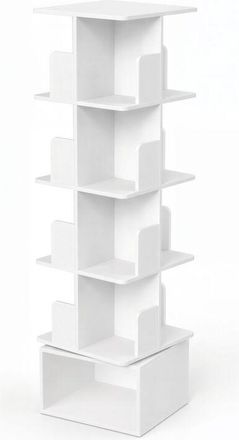 Vasagle &Eacute;tag&egrave;re pivotante &agrave; 360&deg;, Meuble de Rangement &agrave; 5 Niveaux, Biblioth&egrave;que Ouverte pour Salon, Chambre, Bureau, Blanc